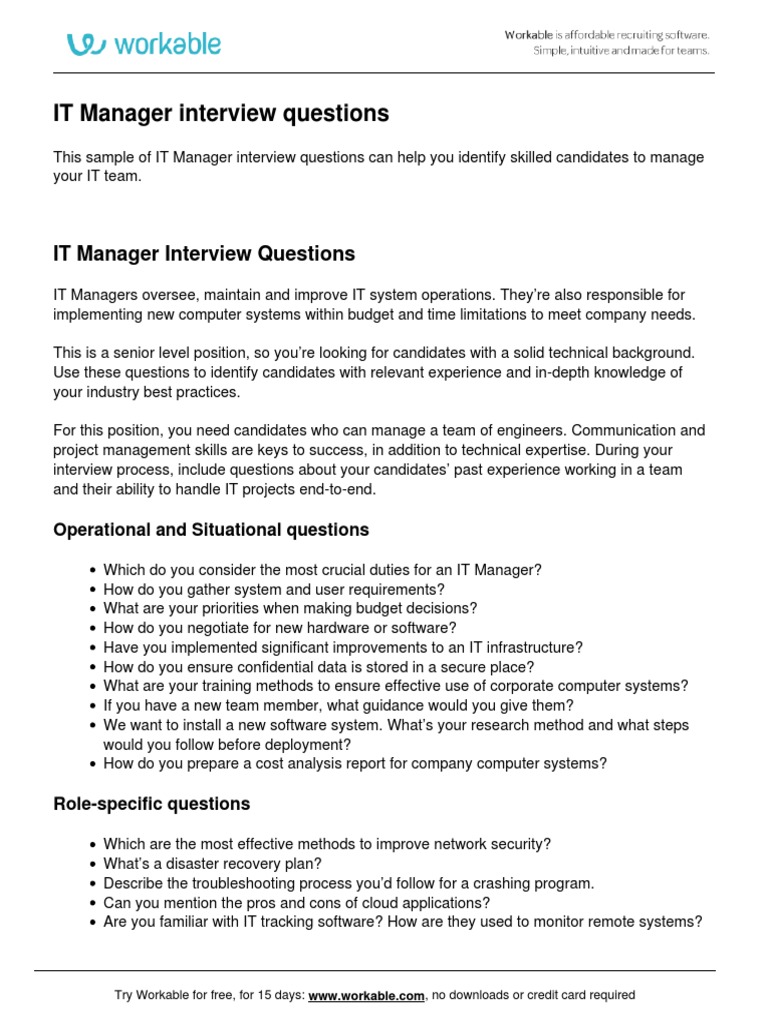 It Manager Interview Questions | PDF | System | Cloud Computing
