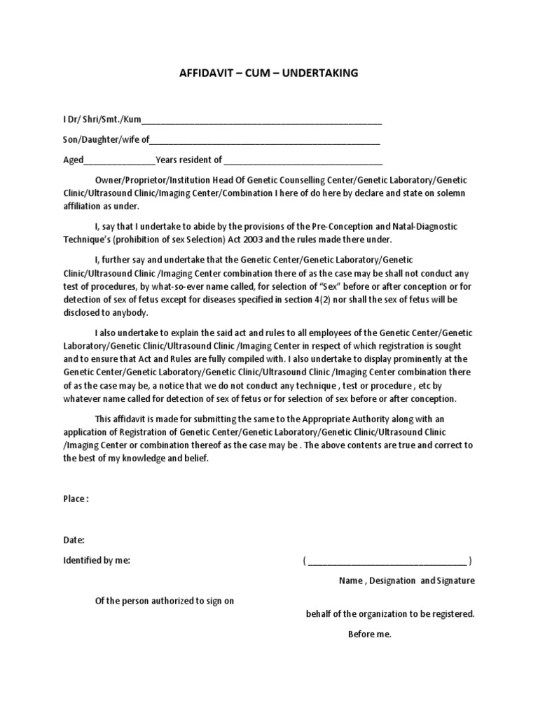 AFFIDAVIT PCPNDT | Download Free PDF | Social Institutions | Social Science