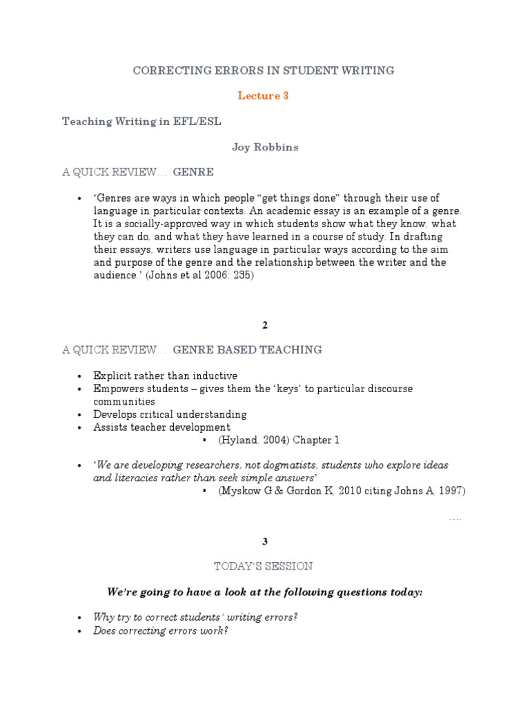 Correcting Errors in Student Writing | PDF | Second Language ...