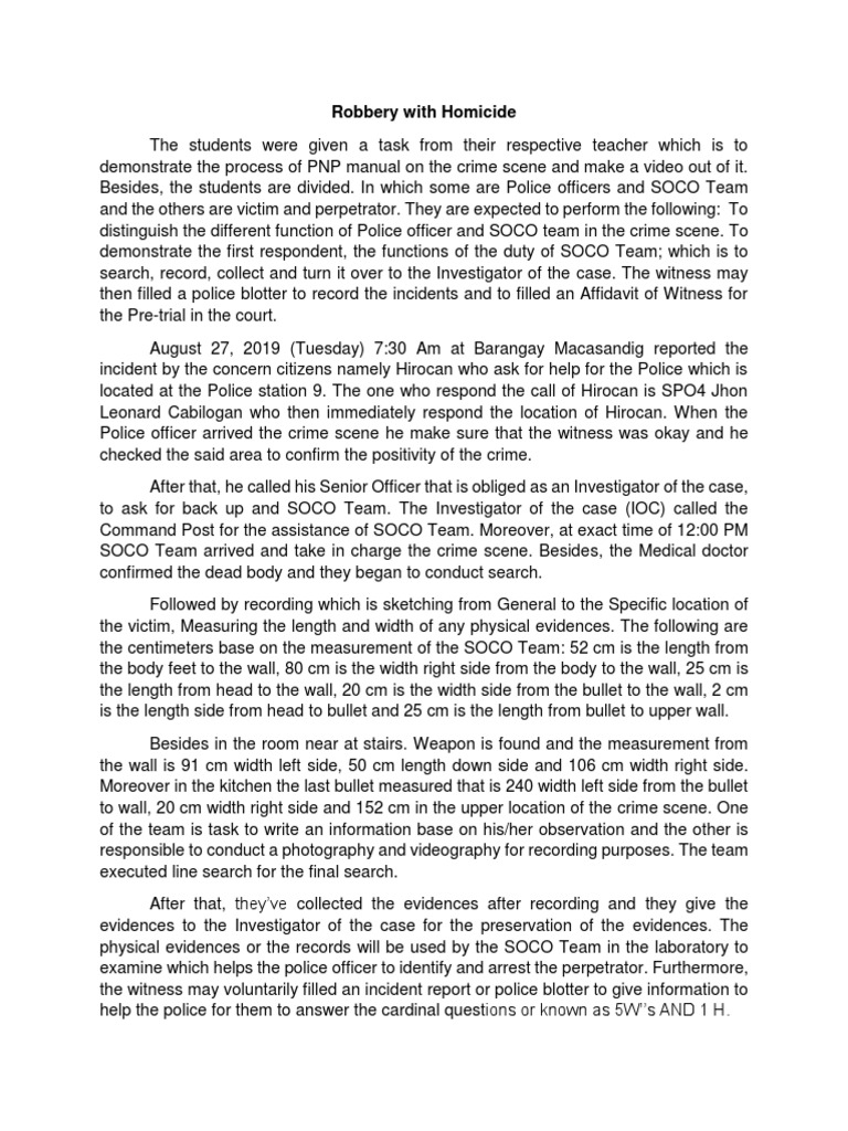 Demonstrating the Processes of Law Enforcement Officers and Crime Scene ...