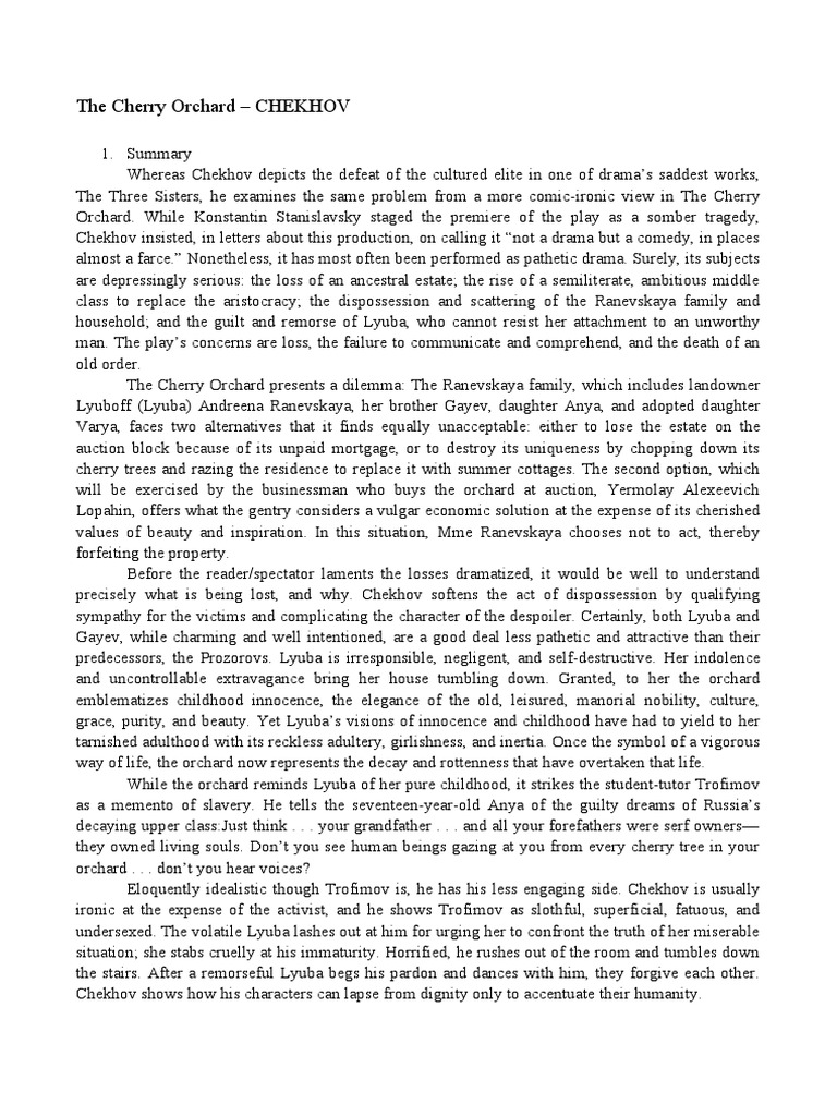 The Cherry Orchard: A Study of Loss | PDF | Anton Chekhov