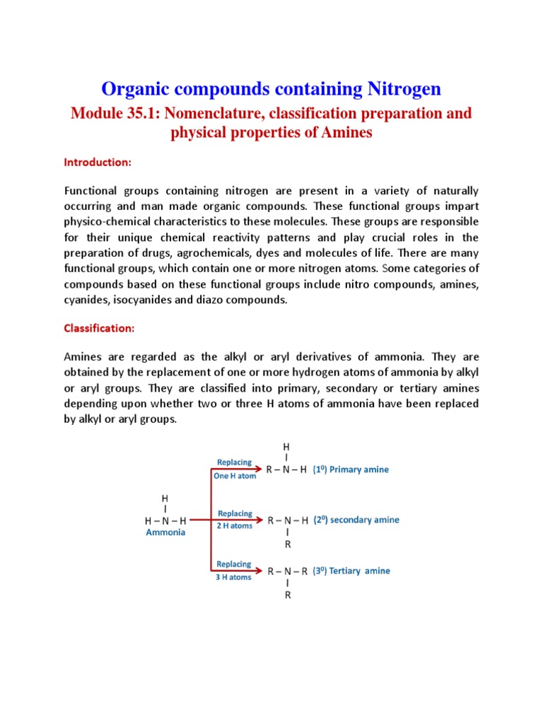 Amines Pdf Pdf Amine Organic Compounds