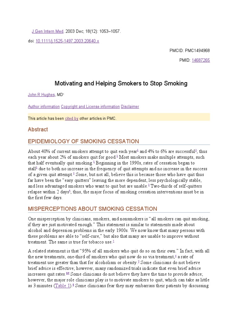 How To Encourage To Stop Smoking | PDF | Smoking Cessation | Nicotine