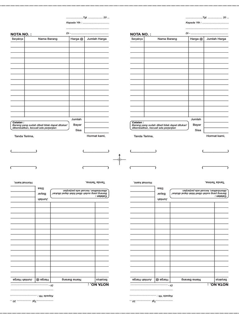 Blanko Nota Kosong F4 Bagi 4 PDF | PDF