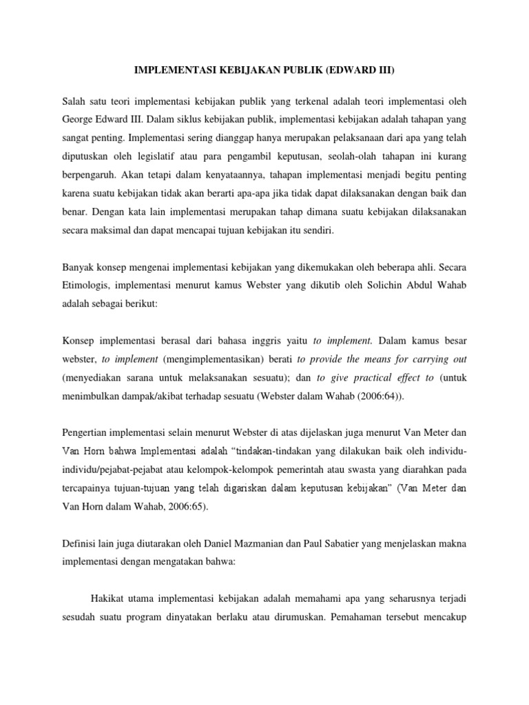 Model Implementasi Kebijakan Edward III | PDF