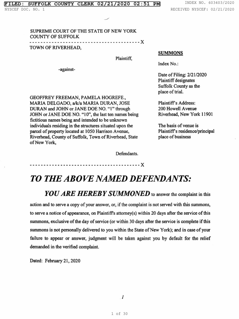 Riverhead Town Code Enforcement Case | PDF | Complaint | Renting