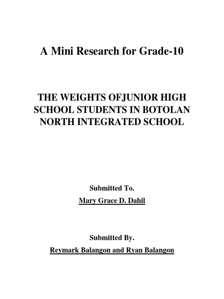 A Mini Research For Grade10 in BNIS | PDF | Statistical Analysis ...