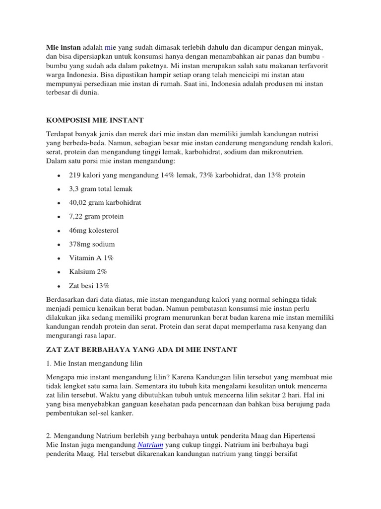 Mie Instan | PDF | Kesehatan Holistik