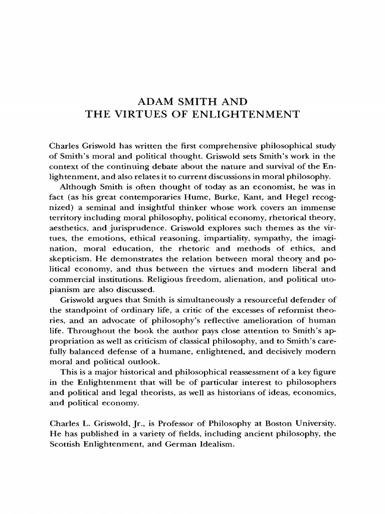 Charles L. Griswold - Adam Smith and The Virtues of Enlightenment ...