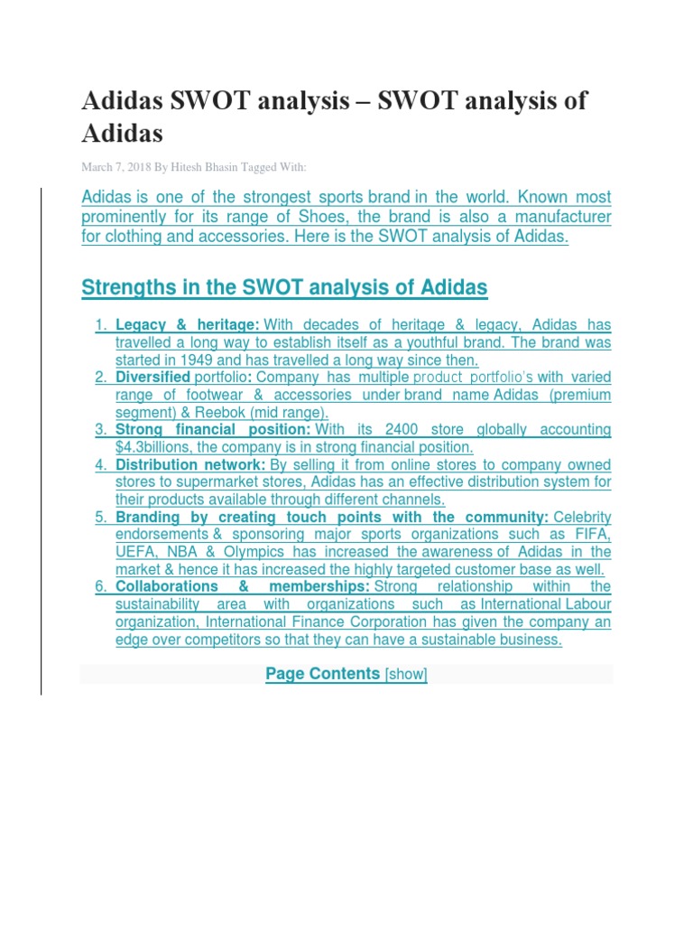 Adidas SWOT Analysis: A Comprehensive Look at the Strengths, Weaknesses ...