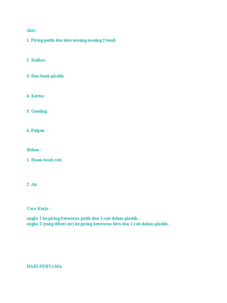 Metode Ilmiah Tentang Pembusukan Roti | PDF | Memasak, Makanan ...