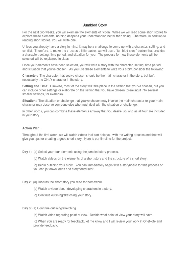 Jumbled Story Assignment and Timeline | PDF | Behavior Modification ...