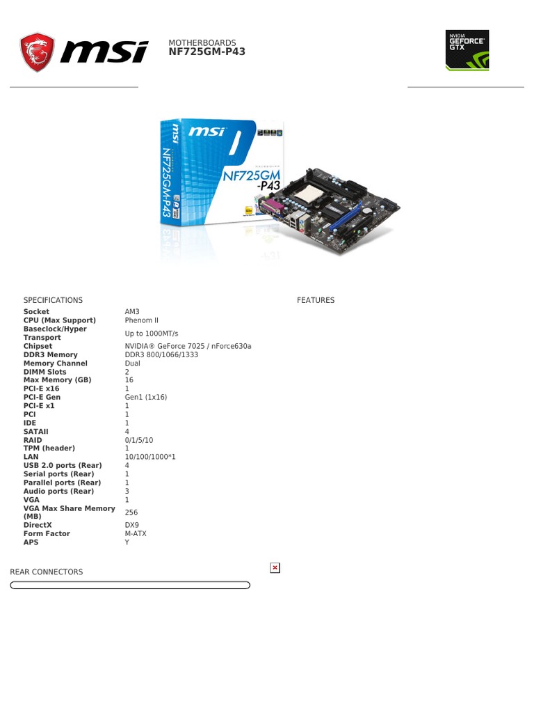 Motherboards NF725GM-P43 | PDF