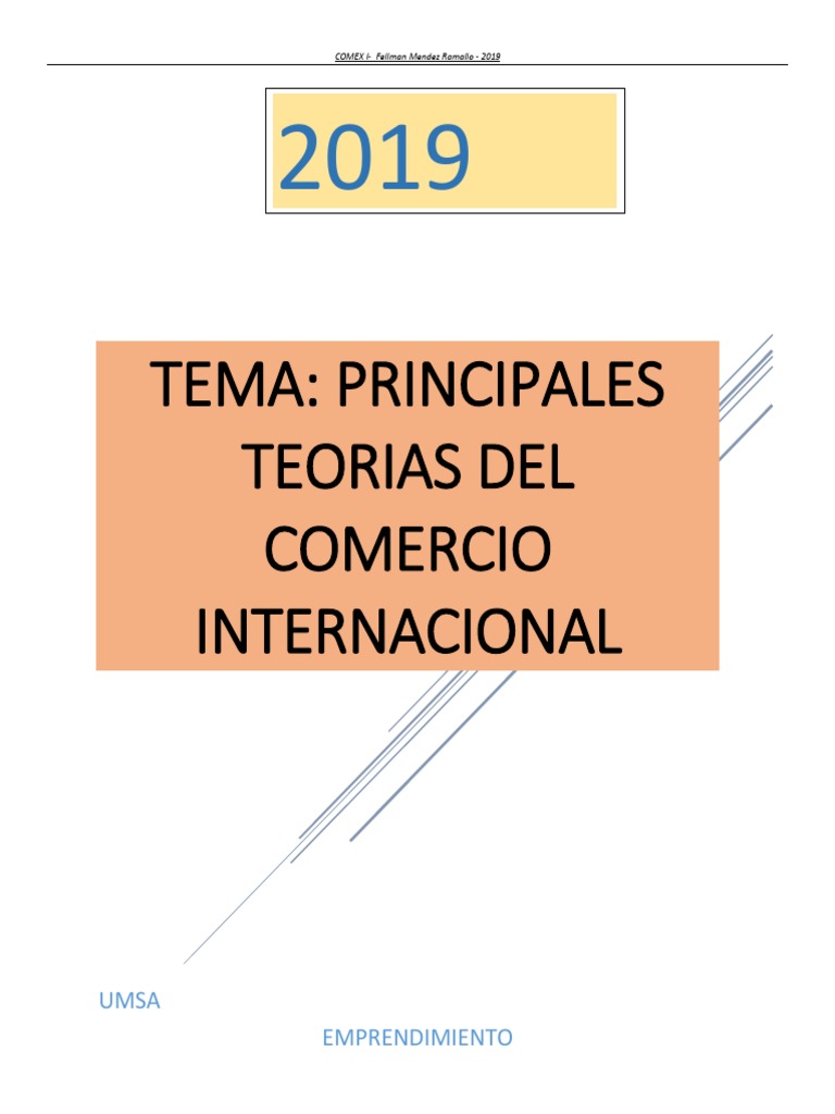 2019 TEORIAS DEL COMERCIO INTERNACIONAL (Solo Teoria) | PDF | Mercantilismo | Comercio