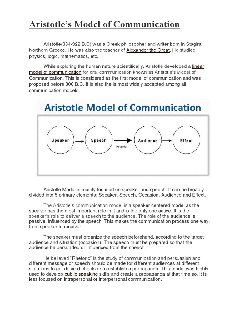 Aristotle's Communication Model Explained | PDF | Logos | Aristotle