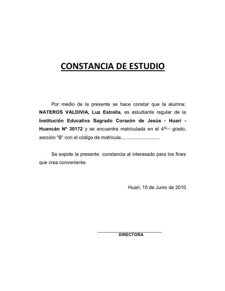 Constancia de Estudio | PDF