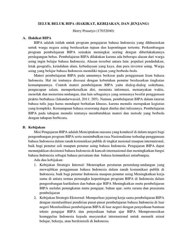 Seluk Beluk Bipa | PDF | Perjalanan | Seni & Disiplin Bahasa