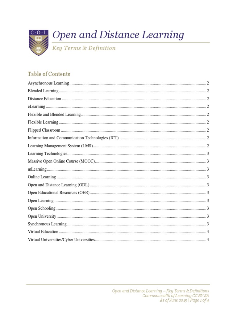 Definitions - ODL Key Terms - 20150522 | PDF | Educational Technology ...