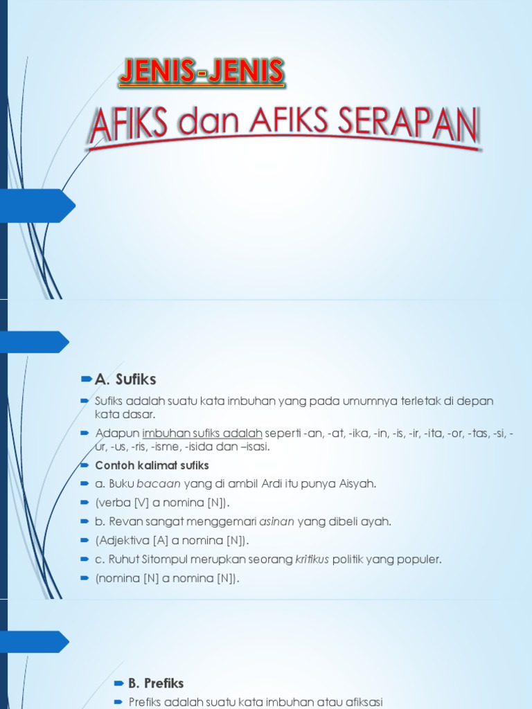Jenis Jenis Afiks | PDF | Seni & Disiplin Bahasa | Kajian Bahasa Asing