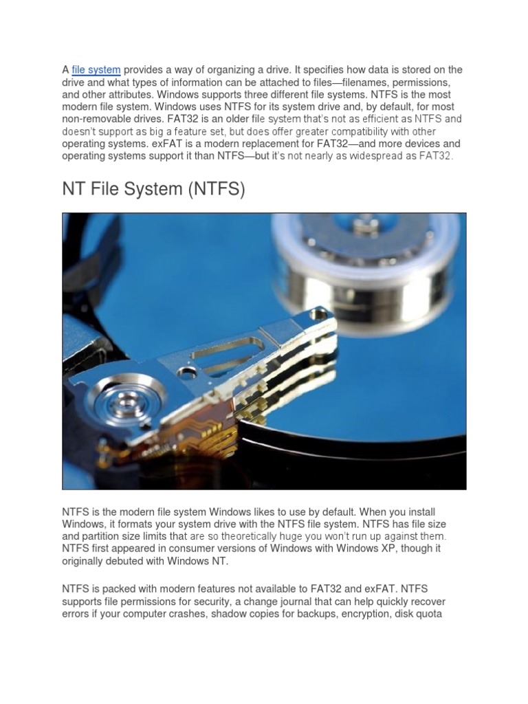 What's The Difference Between FAT32, exFAT, and NTFS | PDF | File System | Microsoft Windows