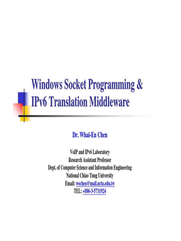 03 - WinSock Programming - Wechen PDF | PDF | Session Initiation Protocol | I Pv6