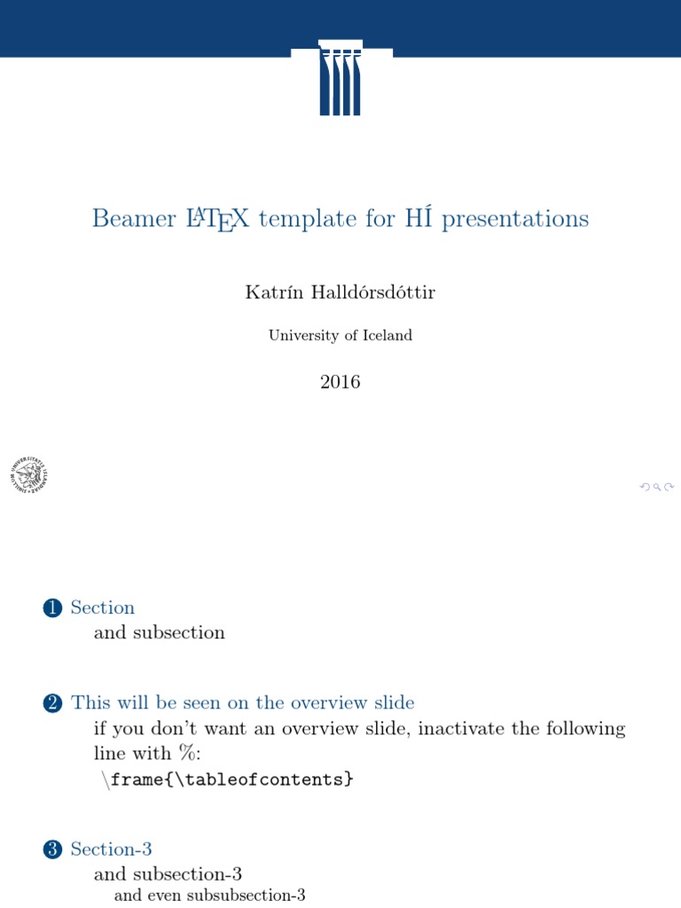 University of Iceland Presentation Template Using Beamer | PDF | Computing | Software