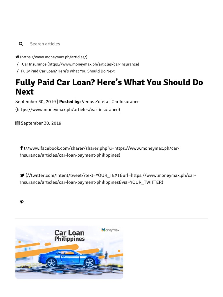 Car Loan in The Philippines What To Do After Full Payment Moneymax ...