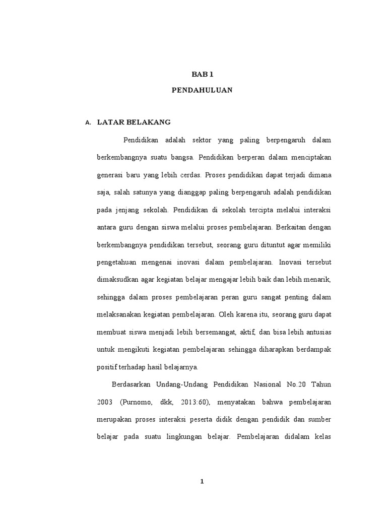 Contoh Isi Bab 1 Makalah | PDF