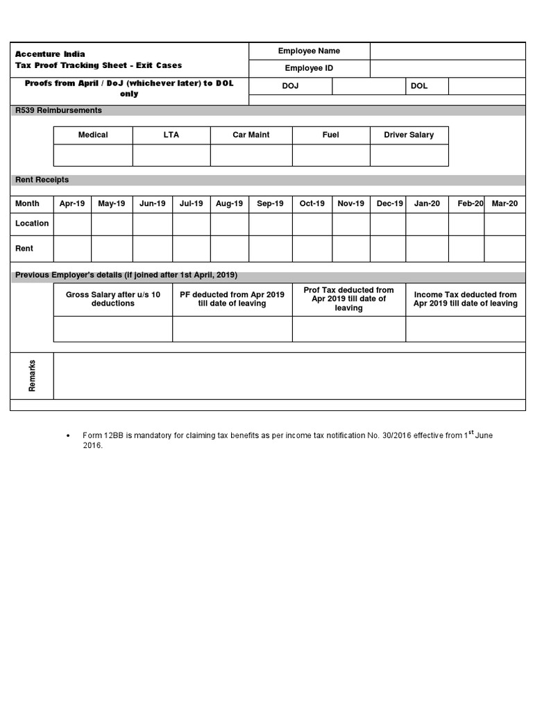 Form 12BB Tax Proof Requirements | PDF | Loans | Personal Finance