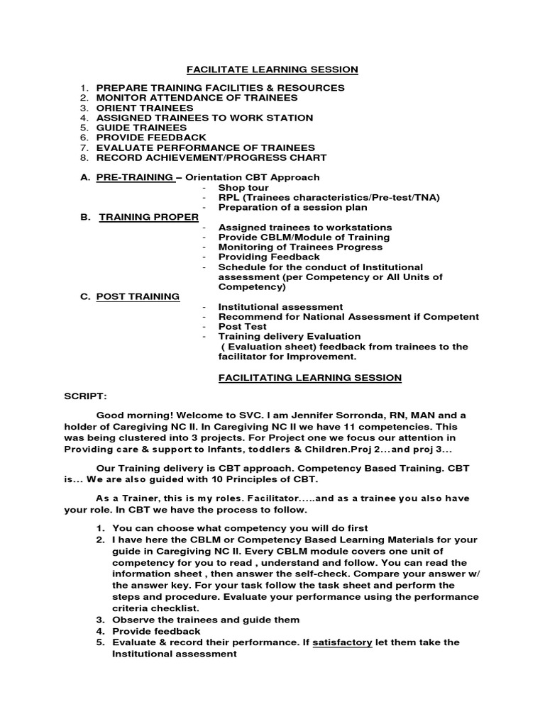 Facilitate Learning Session Script | PDF | Educational Technology | Pedagogy