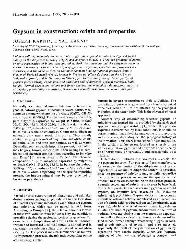 Karni 1995 | PDF | Gypsum | Plaster