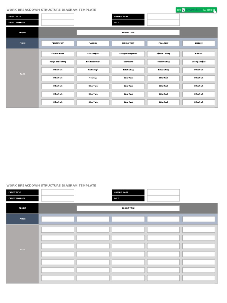 IC Work Breakdown Structure Diagram Template 8721 | PDF