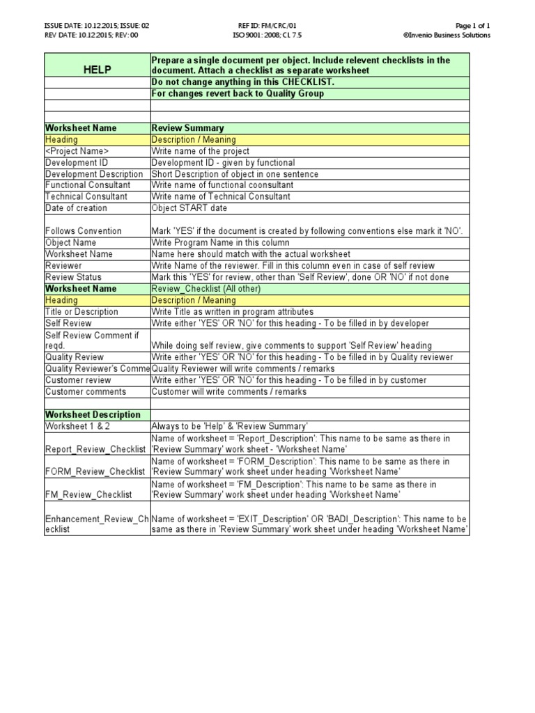 WRICEF Code Review Checklist | PDF | Database Index | Table (Database) WRICEF Code Review Checklist | PDF | Database Index | Table (Database)