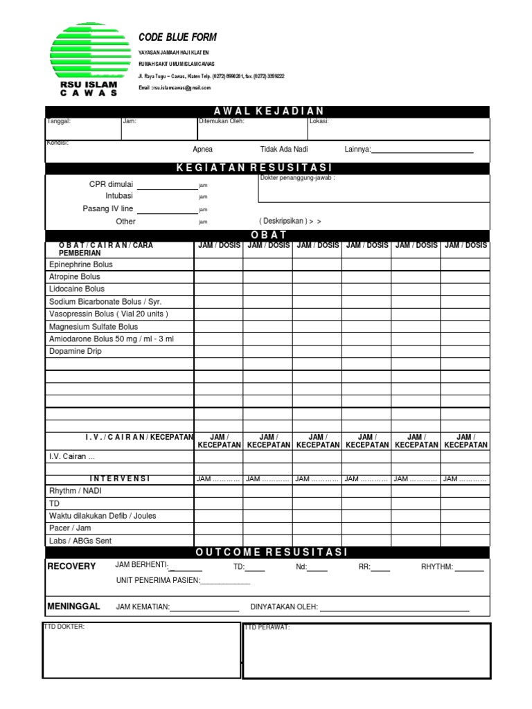 Form Code Blue | PDF