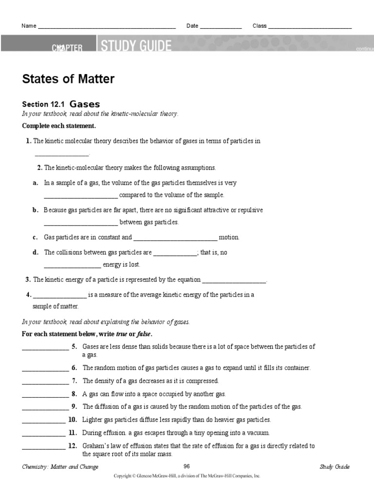 Study - Guide - States - of - Matter - Student - Editable c12 | PDF ...