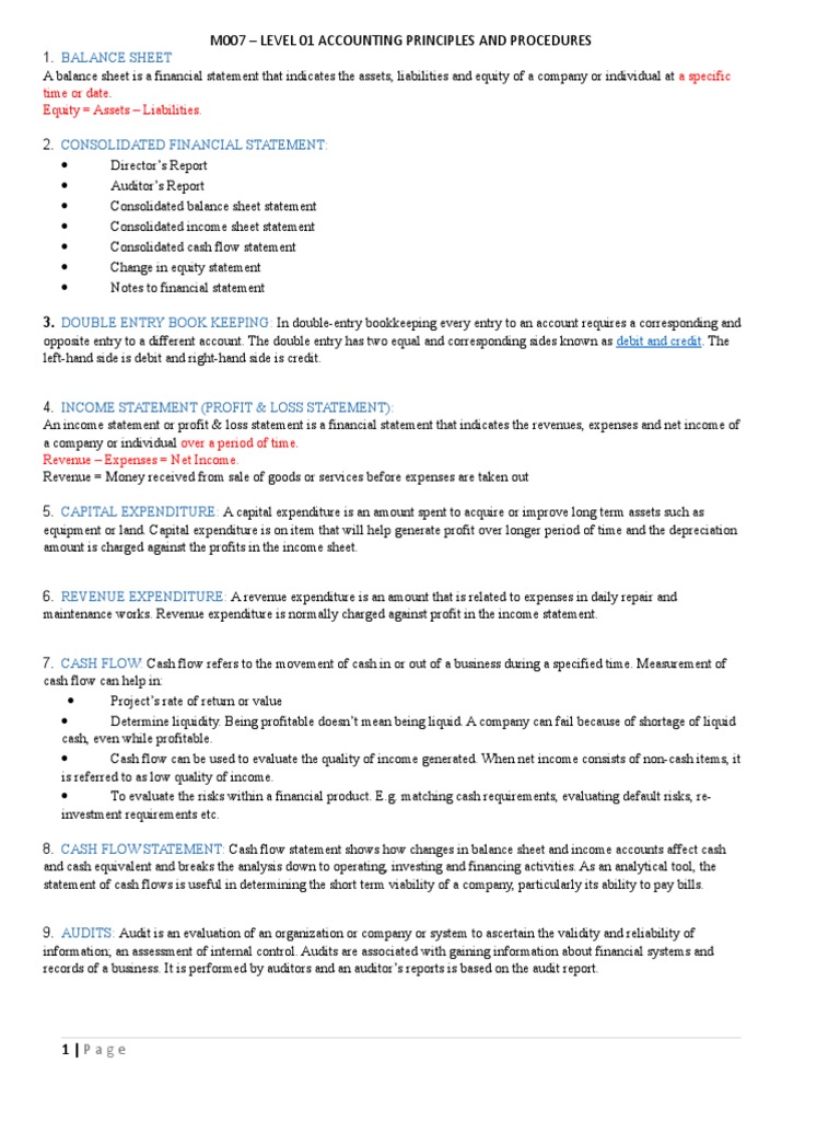 M001 - Level 1 - Accounting Principles and Procedures. | PDF | Expense ...