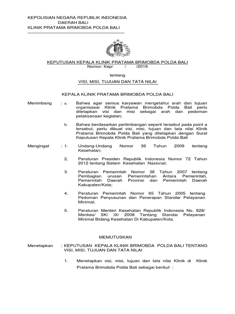 KEP VISI, MISI, TUJUAN A .Docx TERBARU | PDF
