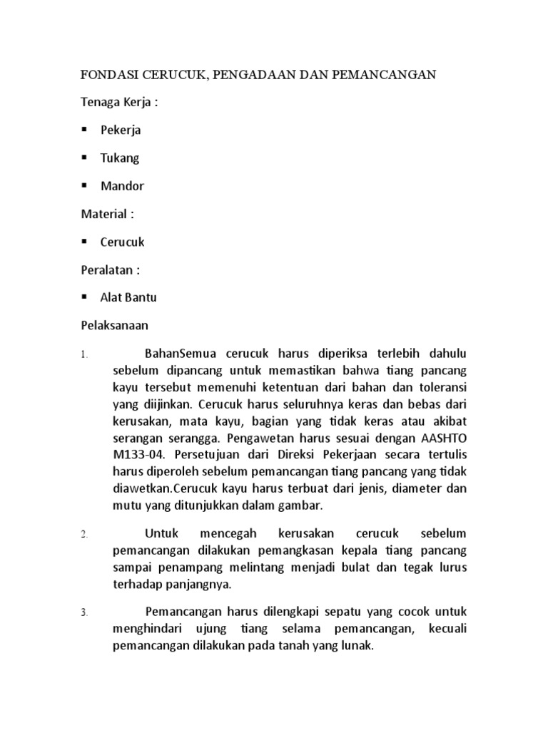 Panduan Pemancangan Fondasi Cerucuk | PDF