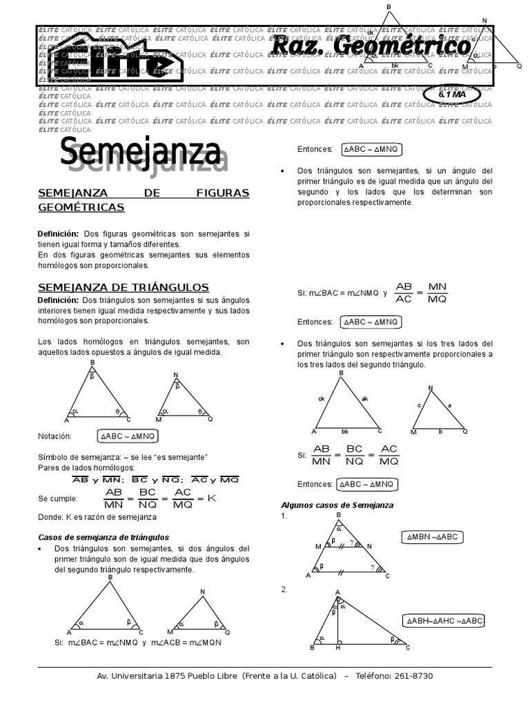 Figuras Geométricas y Semejanza | PDF | Geometría del plano euclidiano ...