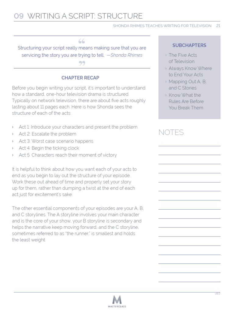 1491238545-Chapter 9-Writing A Script-Structure | PDF | Television ...