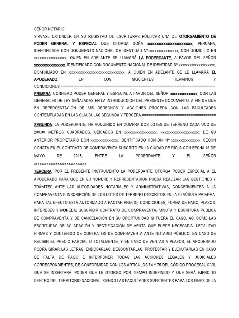 Poder Especial Notarial para Compras | PDF | Justicia | Crimen y violencia