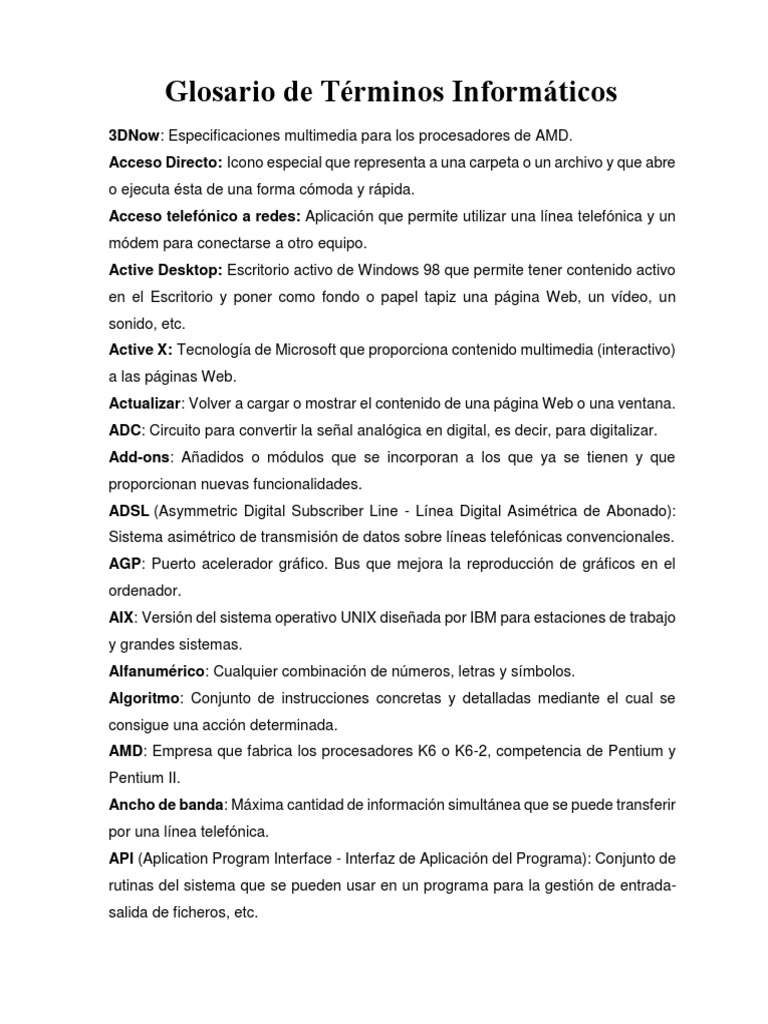 Glosario de Términos Informáticos | Archivo de computadora | Internet