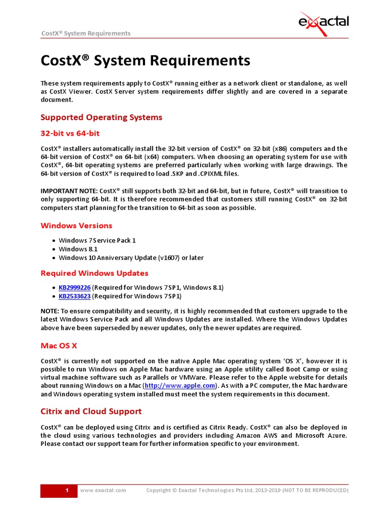 System Requirements (CostX Client) | PDF | 64 Bit Computing | Microsoft ...
