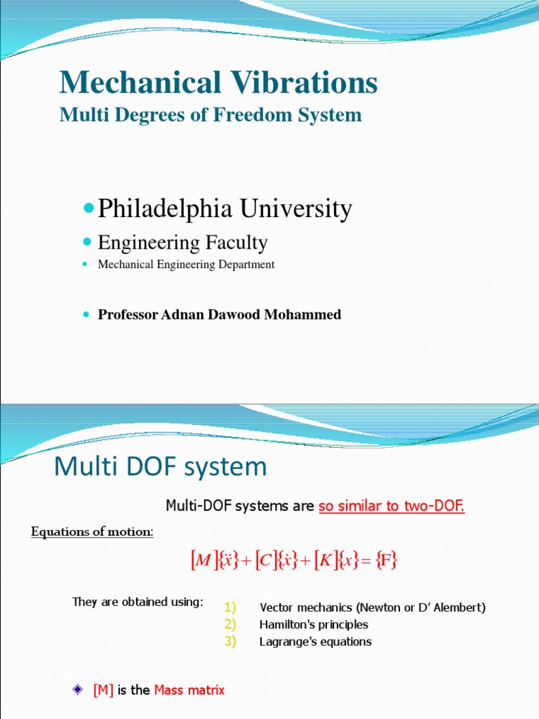 Multi Degrees of Freedom System | PDF | Eigenvalues And Eigenvectors ...
