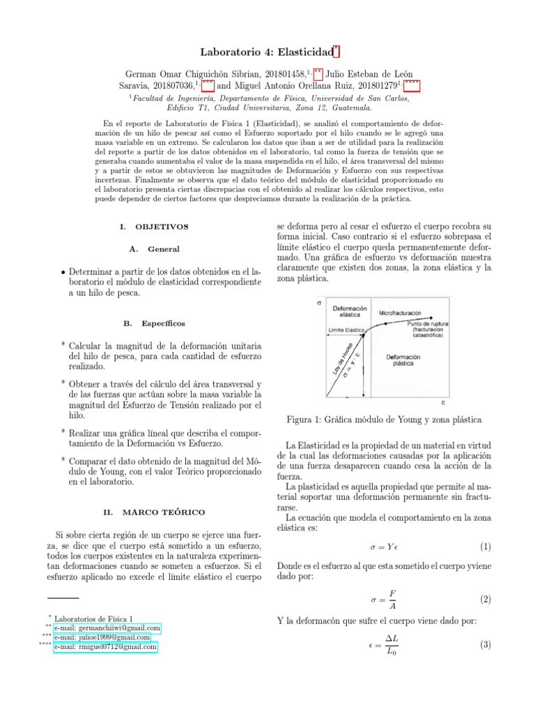 Reporte 4 de F Sica 1 PDF | Descargar gratis PDF | Elasticidad (Física) | El módulo de Young