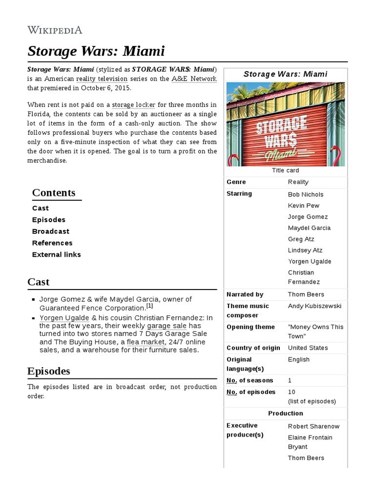 Storage Wars Miami | PDF | Business