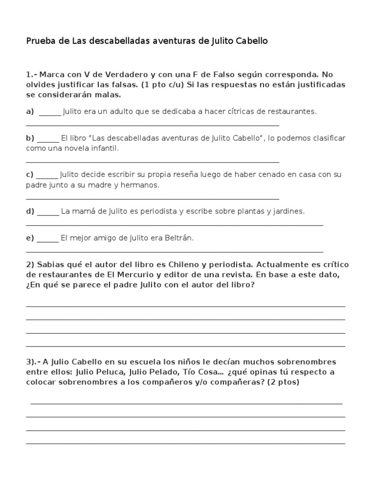 Actividades sobre "Las aventuras de Julito" | PDF | Estudios de idiomas ...