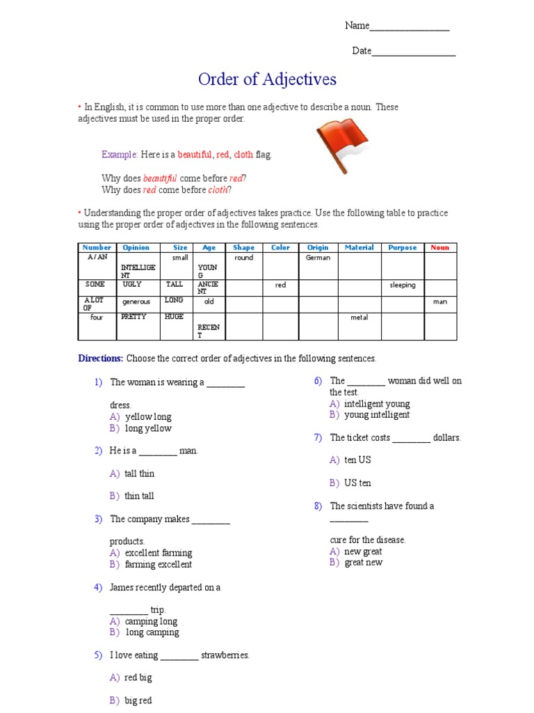 Order of Adjectives | PDF | Adjective