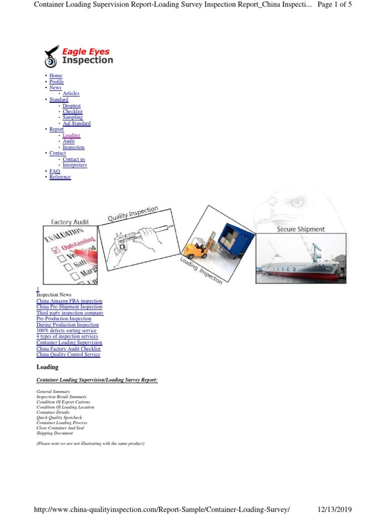 Container Loading Survey Inspection Report | PDF