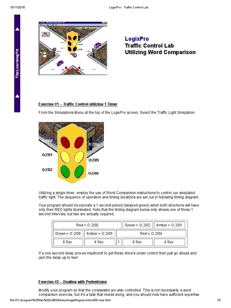 LogixPro - Traffic Control Lab | PDF | Pedestrian Crossing | Traffic Light